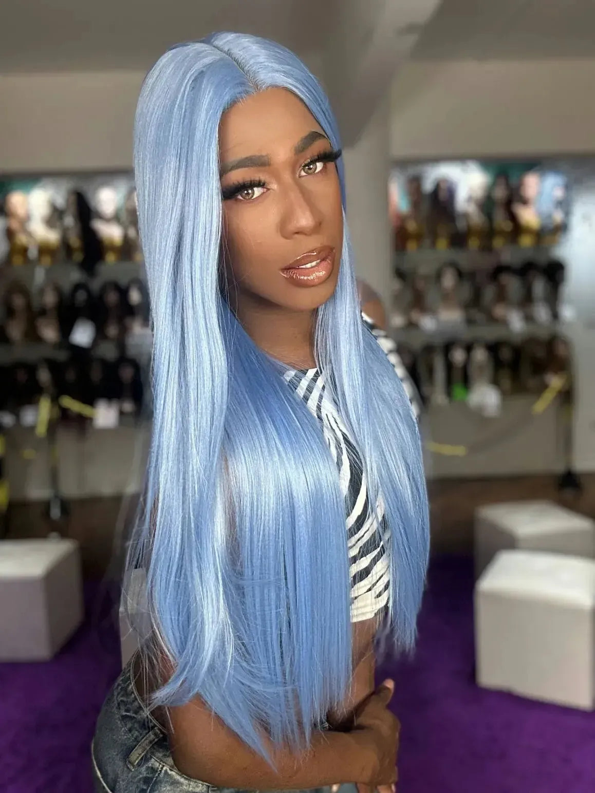 Lace Front Rai Azul Lisa